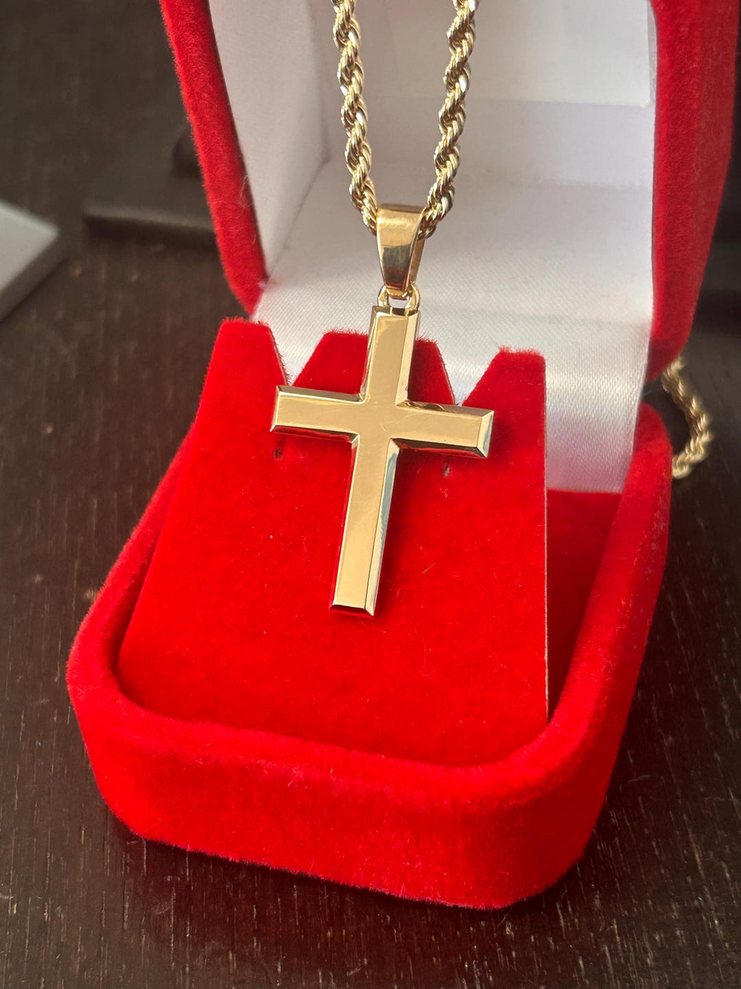 Solid Gold Cross Pendant, 14k/18k Plain Charm for Thick Chains - Etsy