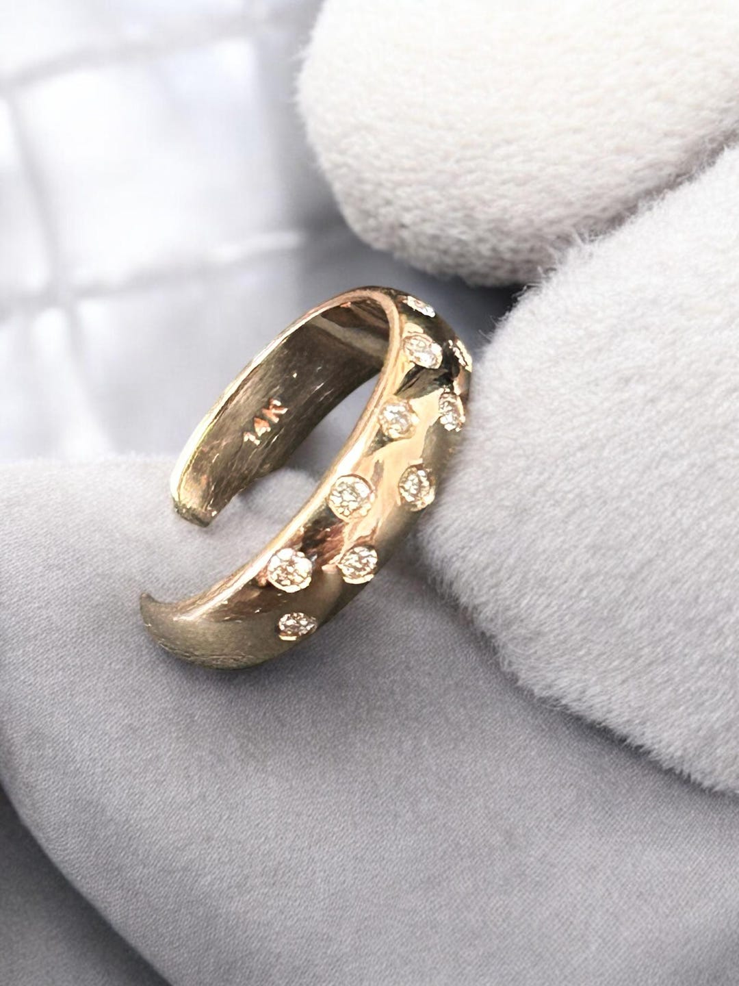14k, 18k Solid Gold Women's Diamond Toe Ring, Dome Toe Ring With ...