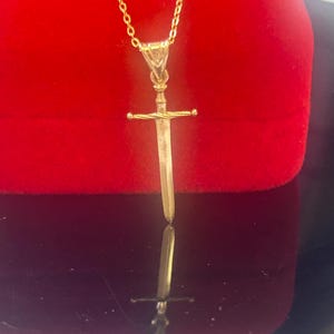 14k Solid Gold Small Sword Pendant, Gold Sword, Unisex Gold Sword ...