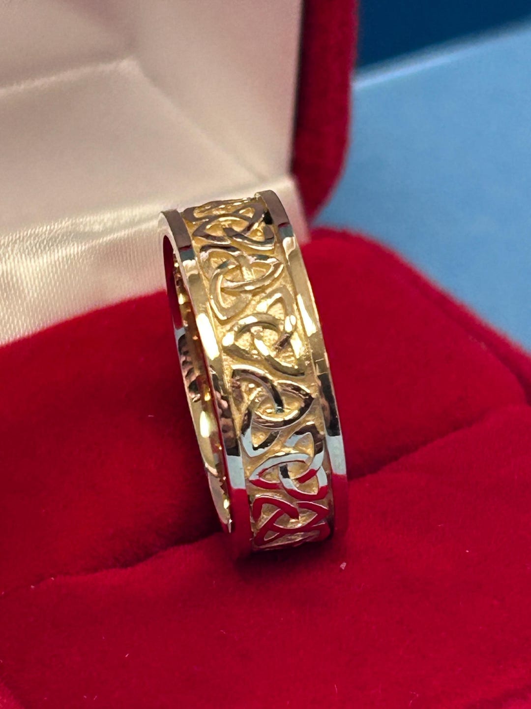 14k/18k Solid Gold Unisex Celtic Design Wedding Band 7mm, 14K Gold Band ...