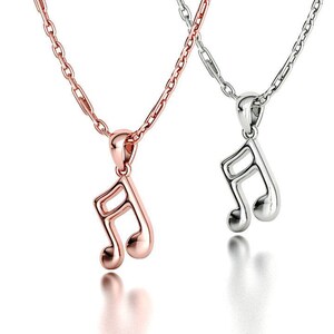 14K Solid Gold Music Note Pendant, Musical Note Pendant, Gift for Her ...