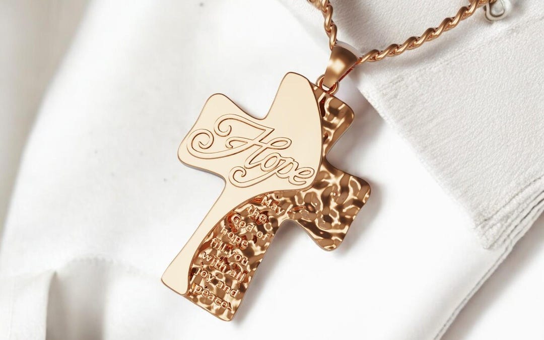 14k / 18k Solid Gold Hope Pendant, Gold Joy and Peace Pendant, 6.80 ...