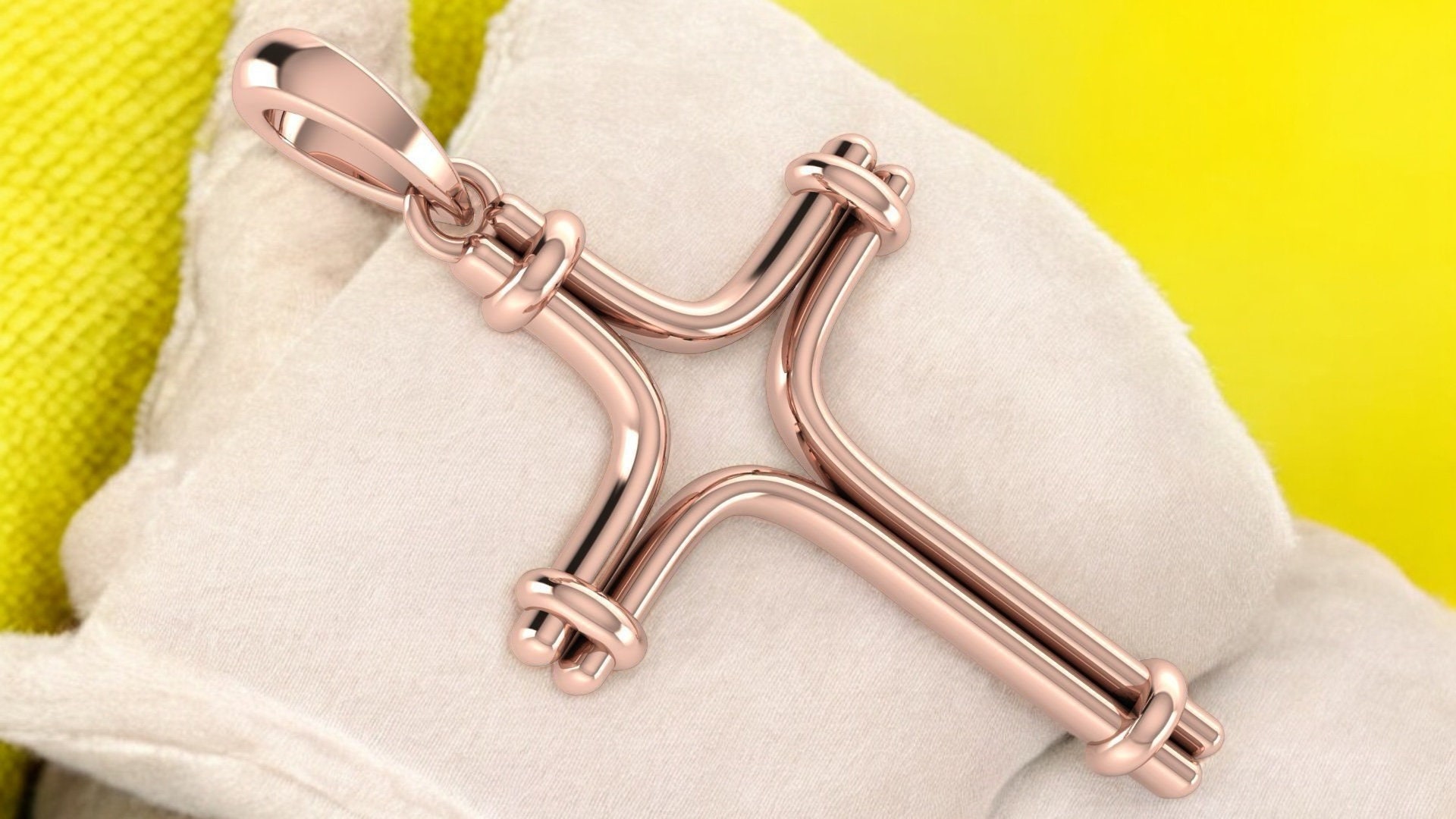 14k Solid Gold Cross Pendant, Gold Cross Unique Design Pendant, Unisex ...