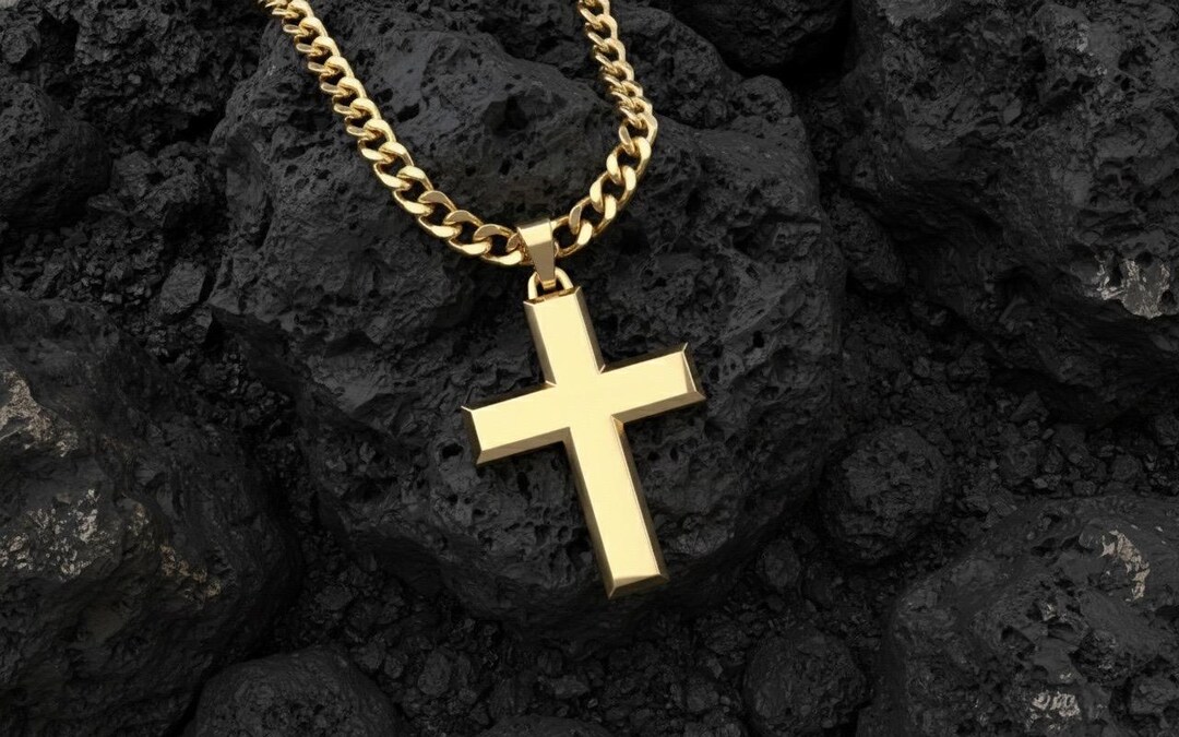 18K Solid Gold Flat Cross Pendant – Heavy Unisex Gift for Any Occasion ...