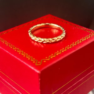14k Solid Gold Braided Stackable Ring, 2.60mm Braided Ring, Stackable Gold Ring, Gift for Her - Etsy