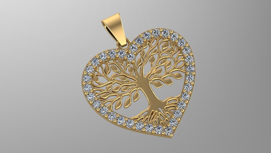 14K Solid Gold Diamond Tree of Life Pendant, Tree of Life Pendant With ...
