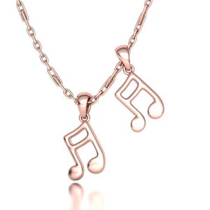 14K Solid Gold Music Note Pendant, Musical Note Pendant, Gift for Her ...