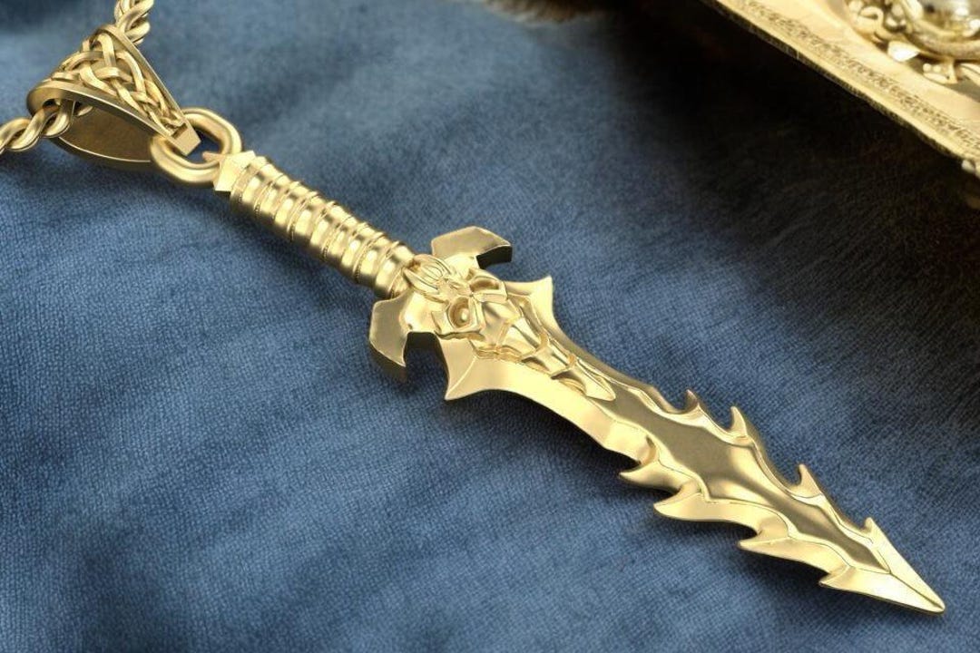 14k Solid Gold Sword Pendant, Unique Sword Pendant, Unisex Sword Gold ...