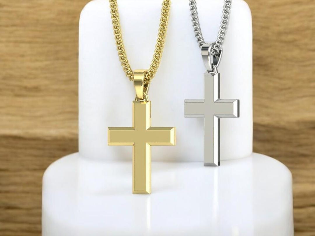 18k Solid Gold Flat Cross Pendant 30mm, 9.80 Grams 14k Gold Cross ...