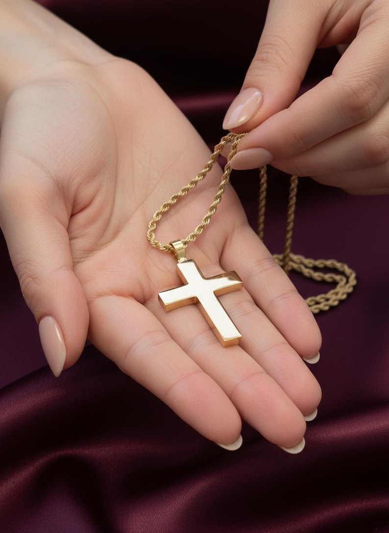 14k/18k Solid Gold Thick Box Cross Pendant 10 Grams – Bold Unisex ...