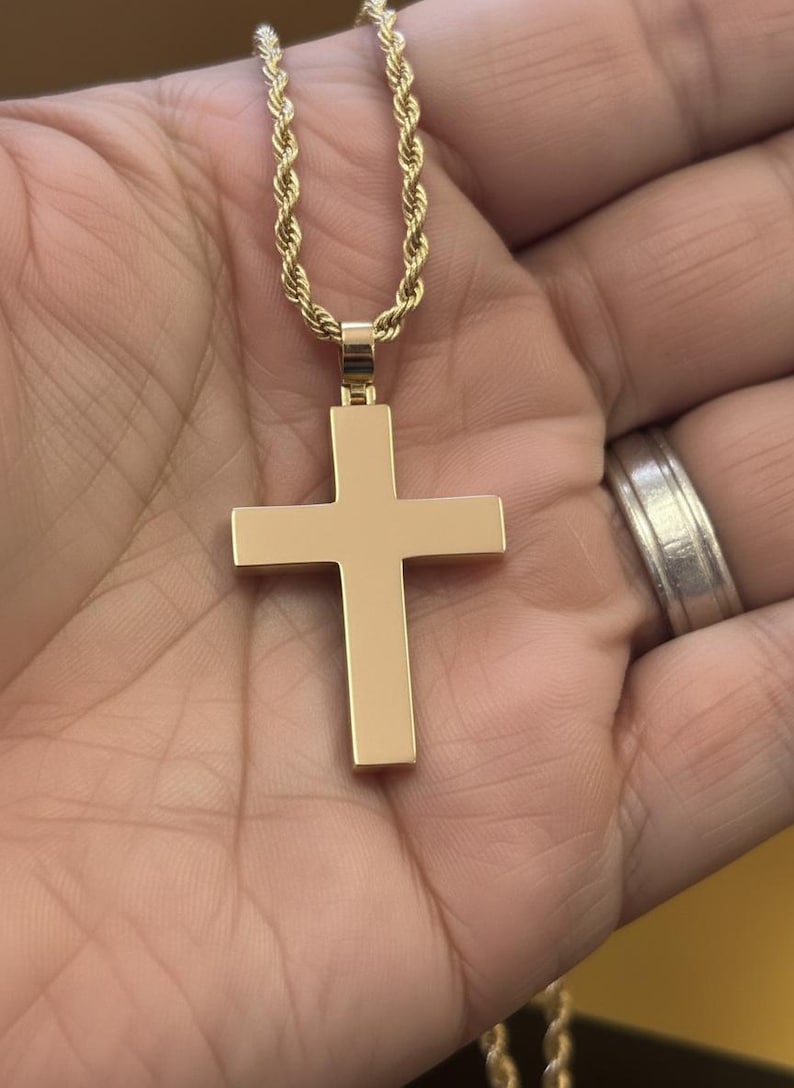 14k/18k Solid Gold Thick Box Cross Pendant 10 Grams – Bold Unisex ...
