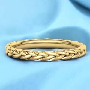 14k Solid Gold Braided Stackable Ring, 2.60mm Braided Ring, Stackable Gold Ring, Gift for Her - Etsy
