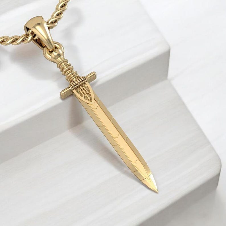 14k Solid Gold Sword Pendant, Stylish Sword Pendant, 6.5 Grams 14k ...