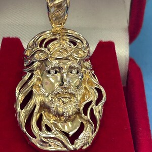 14K, 18K Solid Gold Diamond Jesus Pendant, Solid Gold 3D Jesus Pendant ...