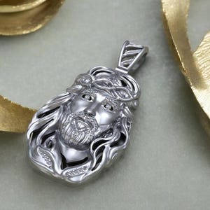 14K, 18K Solid Gold Diamond Jesus Pendant, Solid Gold 3D Jesus Pendant ...