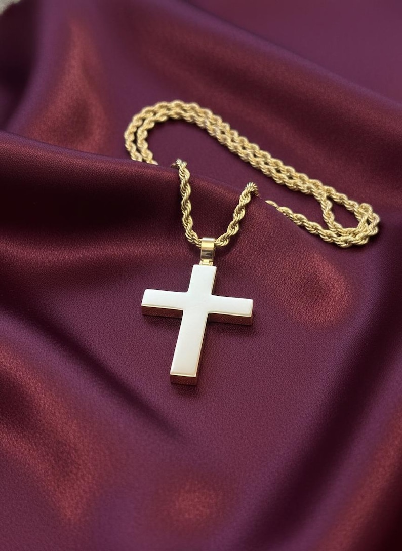 14k/18k Solid Gold Thick Box Cross Pendant 10 Grams – Bold Unisex ...