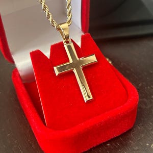 Solid Gold Cross Pendant, 14k/18k Plain Charm for Thick Chains - Etsy