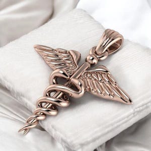 14k Solid Gold Medical Caduceus Pendant, 7 Grams 14k Gold Doctor's ...