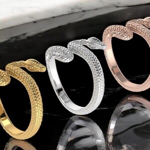 14k Solid Gold Snake Ring, 14k Gold Snake Ring, Statement Ring for ...
