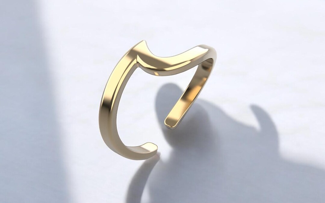 14k, 18k Solid Gold Wave Design Women's Toe Ring, Toe Ring Solid Gold ...