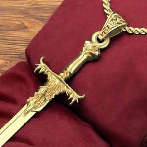 14k Solid Gold Sword Pendant, Unique Sword Pendant, Unisex Sword Gold ...