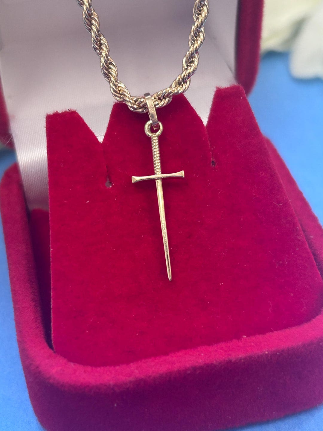 14k, 18k Solid Gold Sword Pendant, Gold Sword, 30mm Unisex Gold Sword ...