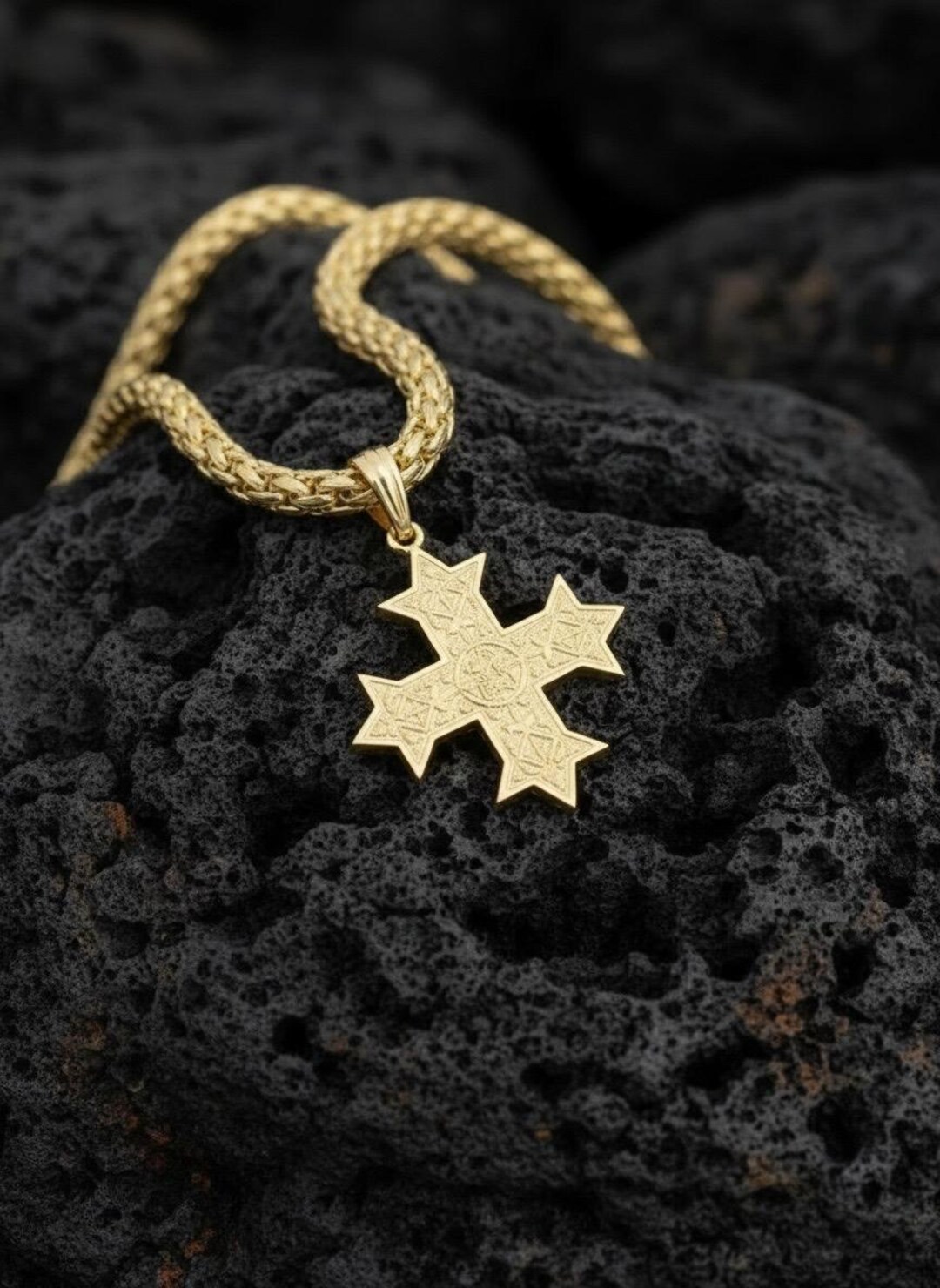 18k Solid Gold Coptic Cross Pendant 26.8mm 5 Grams Christian Jewelry ...