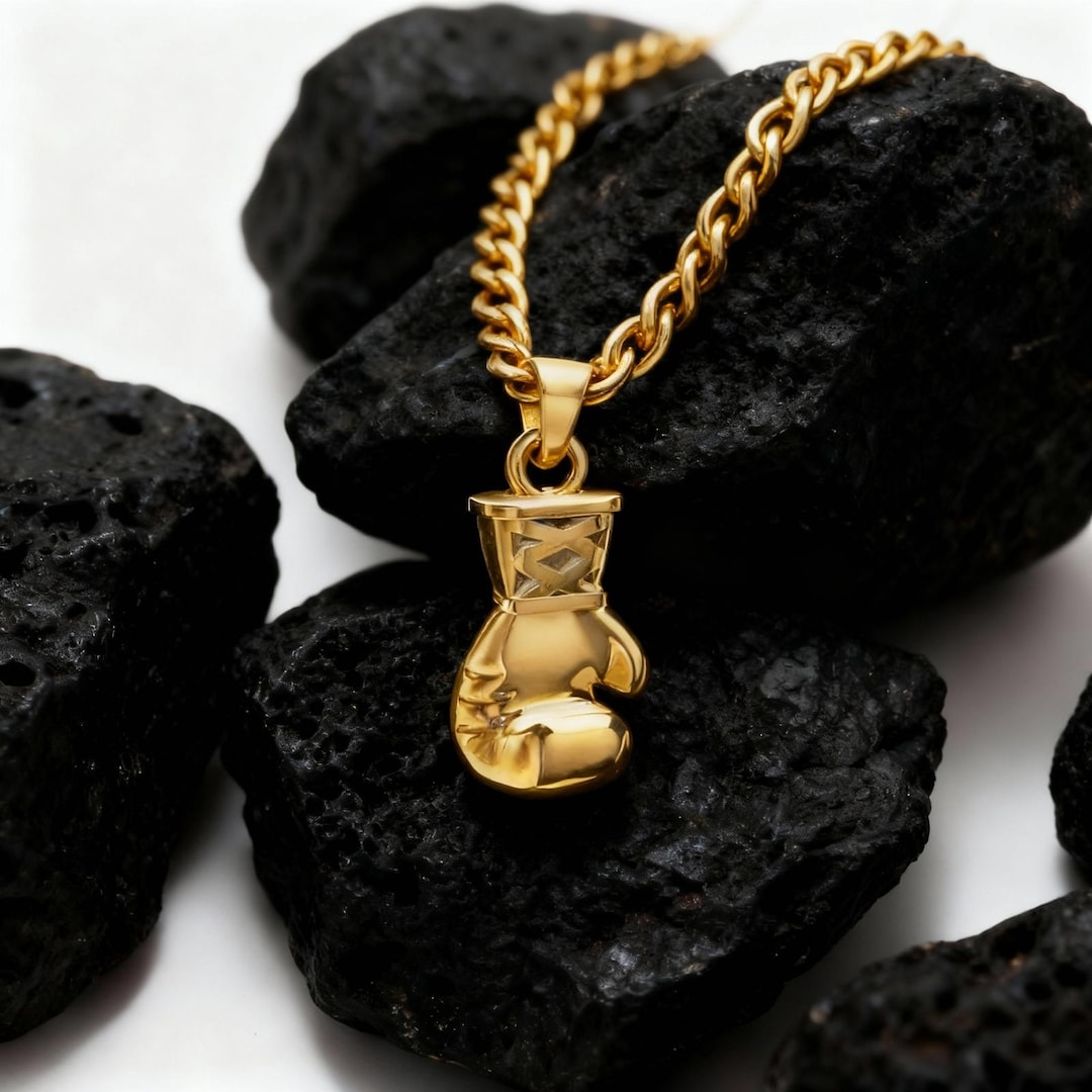 Boxing Glove Pendant 14K Gold | Solid Gold Boxing Necklace | Men's ...