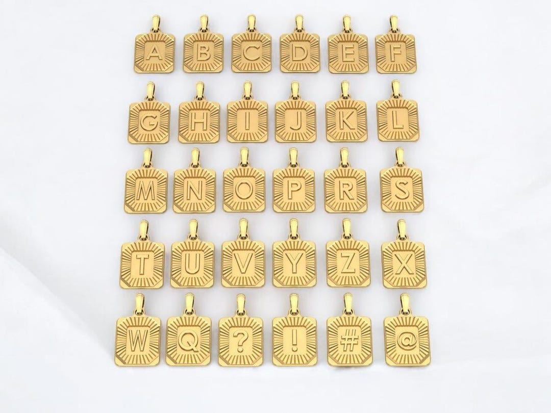 14K Solid Gold Initial Pendant, 4 Grams Gold Letter Initial, 20mm X ...