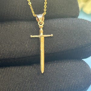 14k Solid Gold Small Sword Pendant, Gold Sword, Unisex Gold Sword ...