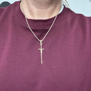 14k Solid Gold Sword Pendant, Unique Sword Pendant, Unisex Sword Gold ...