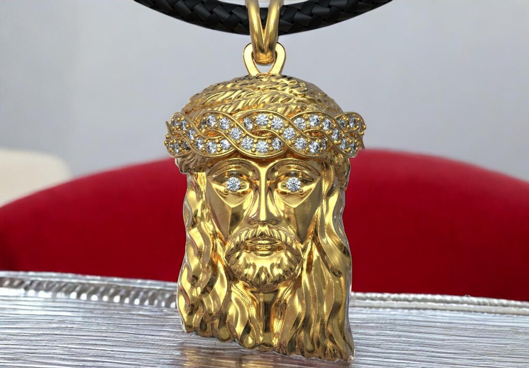 14K Solid Gold Diamond Jesus Pendant, 6.75 Grams 14k Solid Gold 3D ...