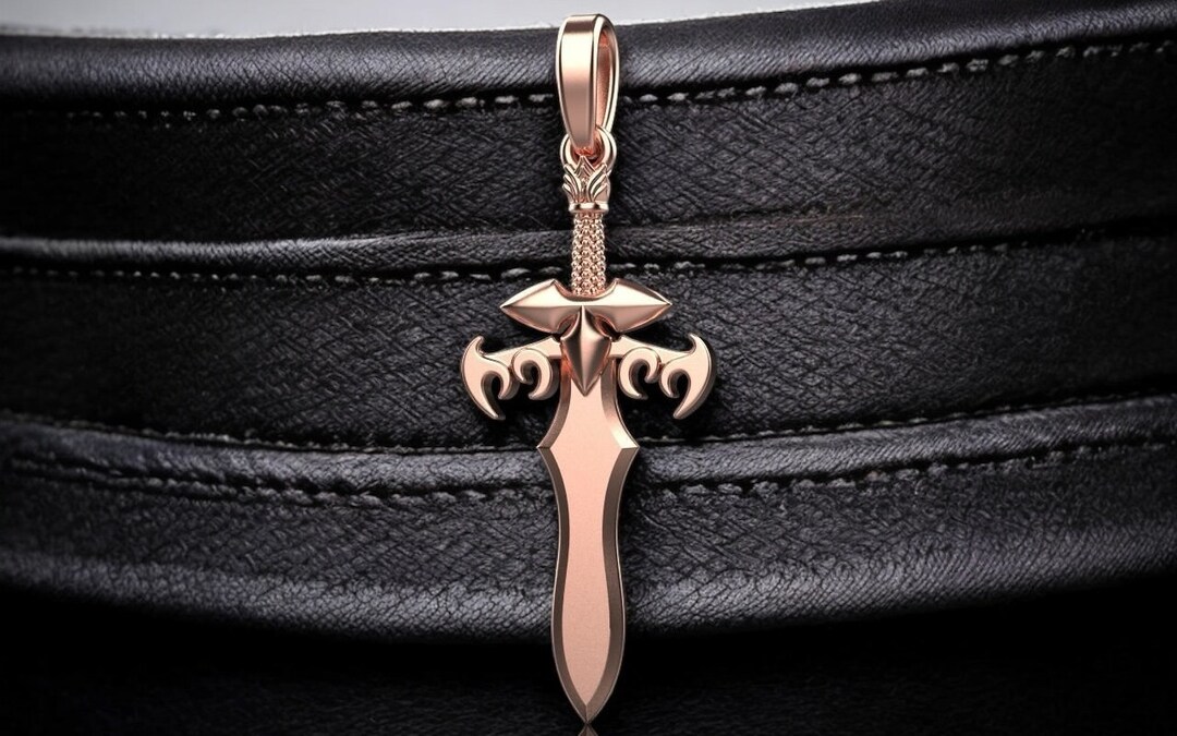 14k Solid Gold Sword Pendant, Gold Sword, Unisex Gold Sword Pendant ...