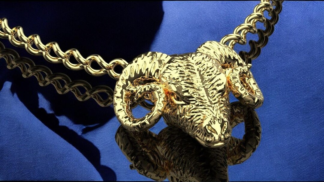 14k Solid Gold 3D Ram Pendant, Unique Design Ram Pendant, Unisex Ram ...