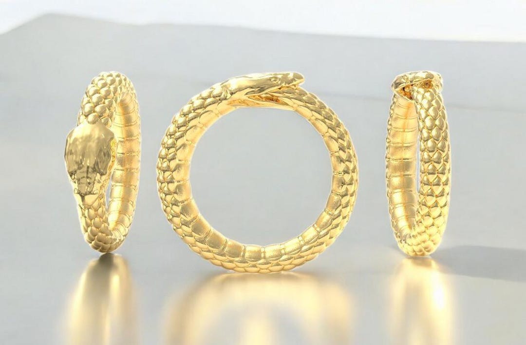 18k Solid Gold Snake Statement Ring, 18k Gold Snake Ring, Statement ...