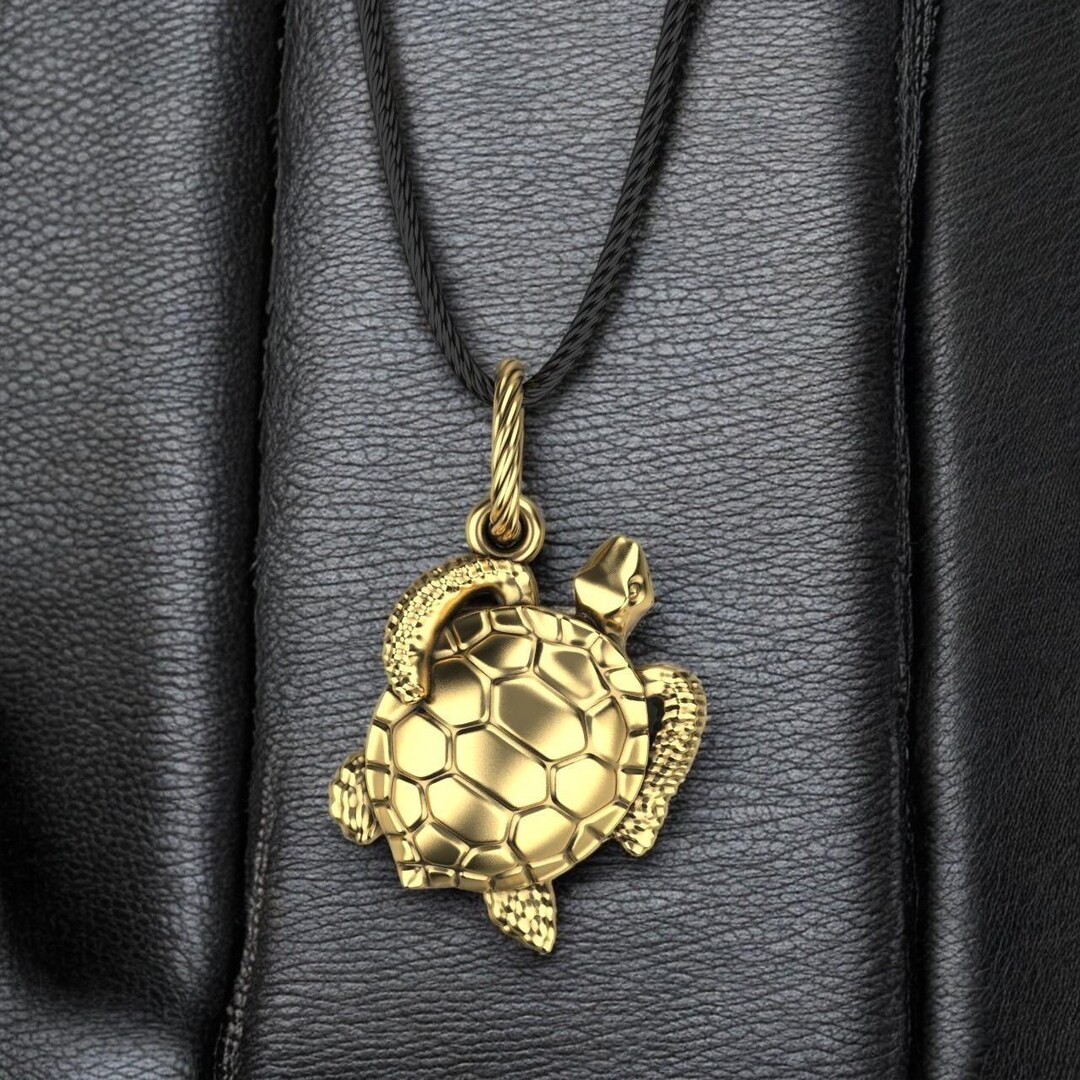 14k Solid Gold Turtle Necklace, Solid Gold Turtle Pendant for Her, Gold ...