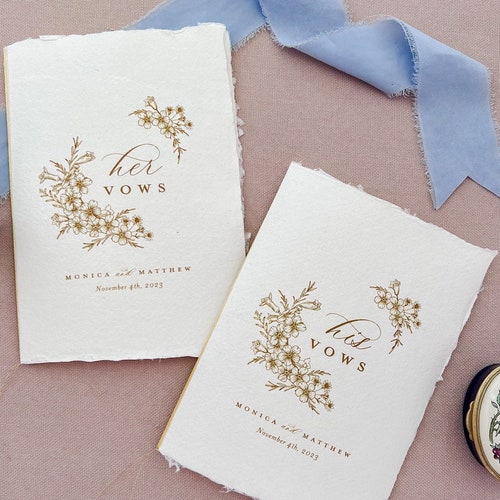 Custom Vow Books Handmade Paper Vow Book Personalized His - Etsy