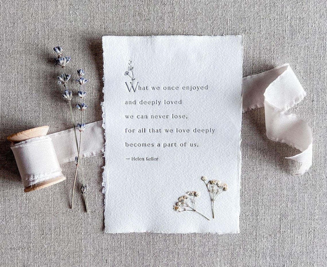 Grief Quote Print on Handmade Paper, Loss Quote Print, Letterpress ...