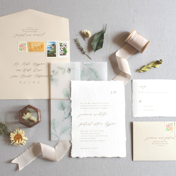 Deckled Edge Wedding Invitation - Etsy