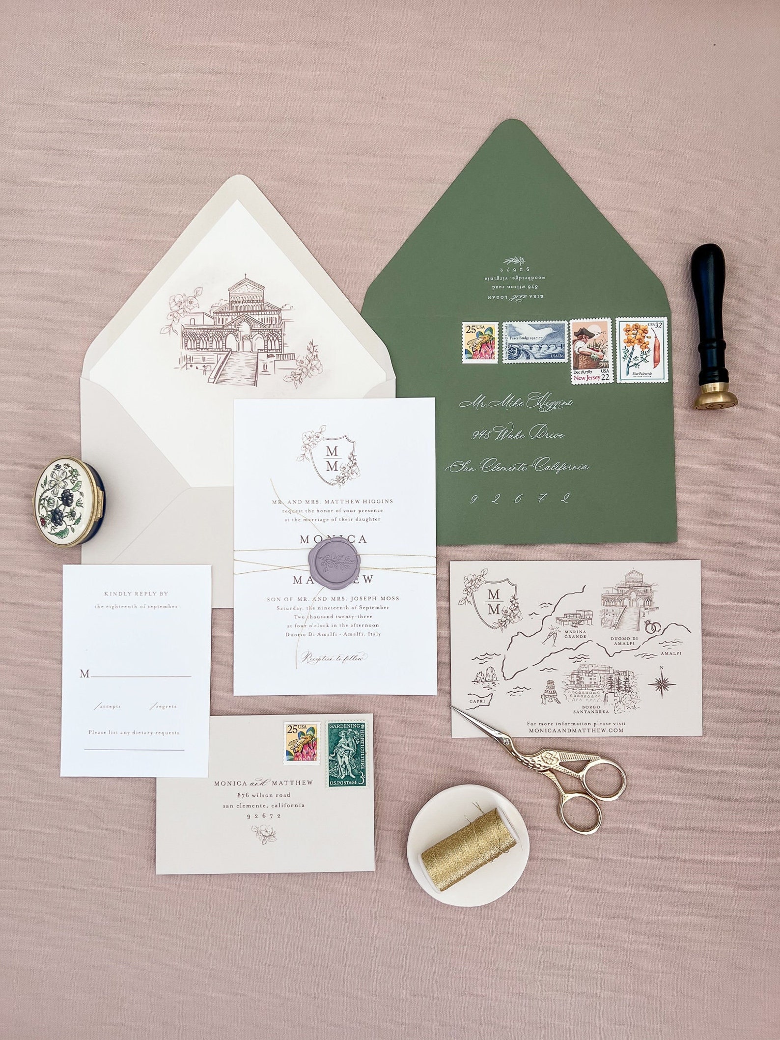 Amalfi Invitation // Ethereal Invitation Venue Illustration - Etsy