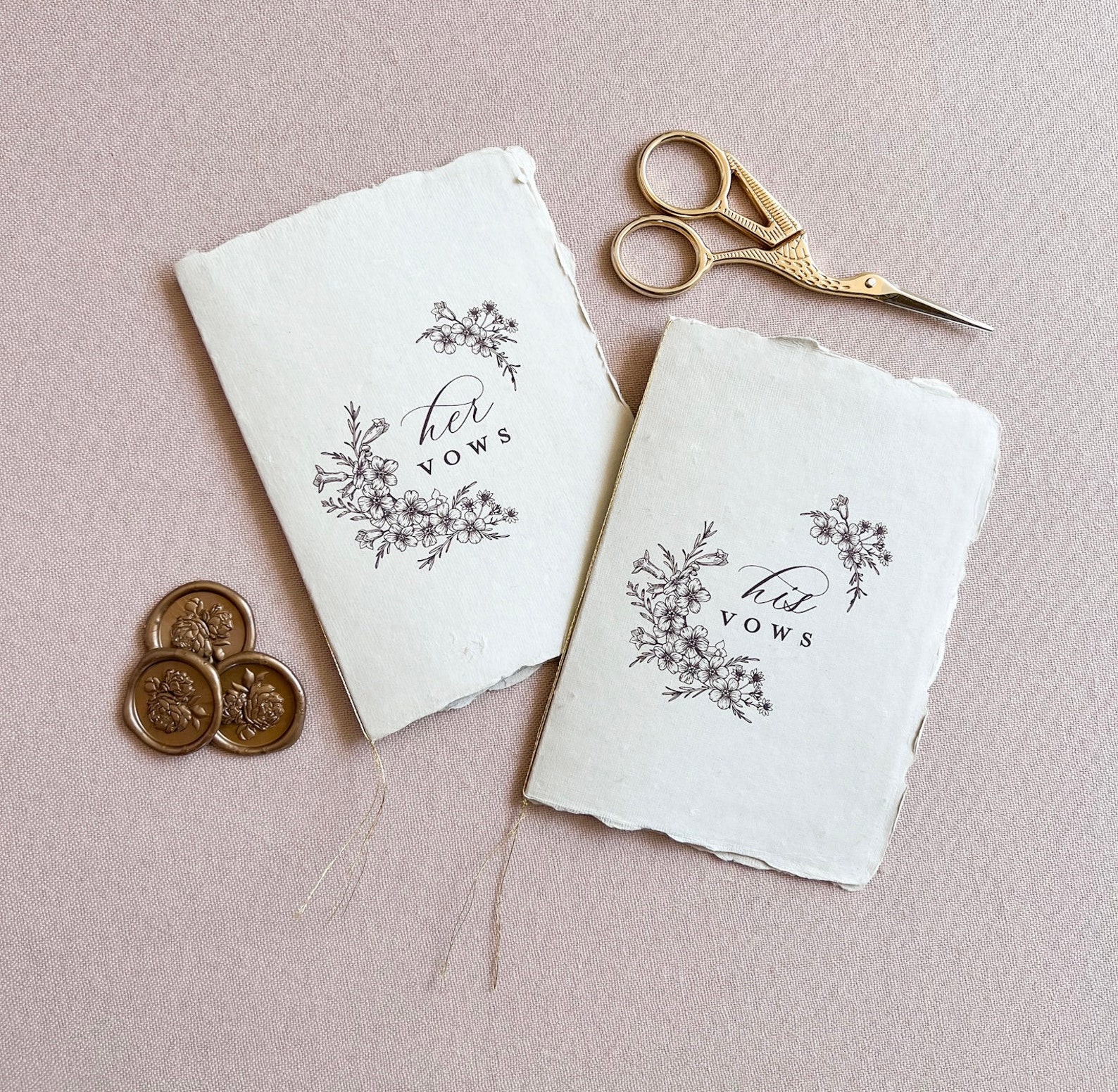 Vow Books Handmade Paper Vow Book His and Hers Vow Books - Etsy