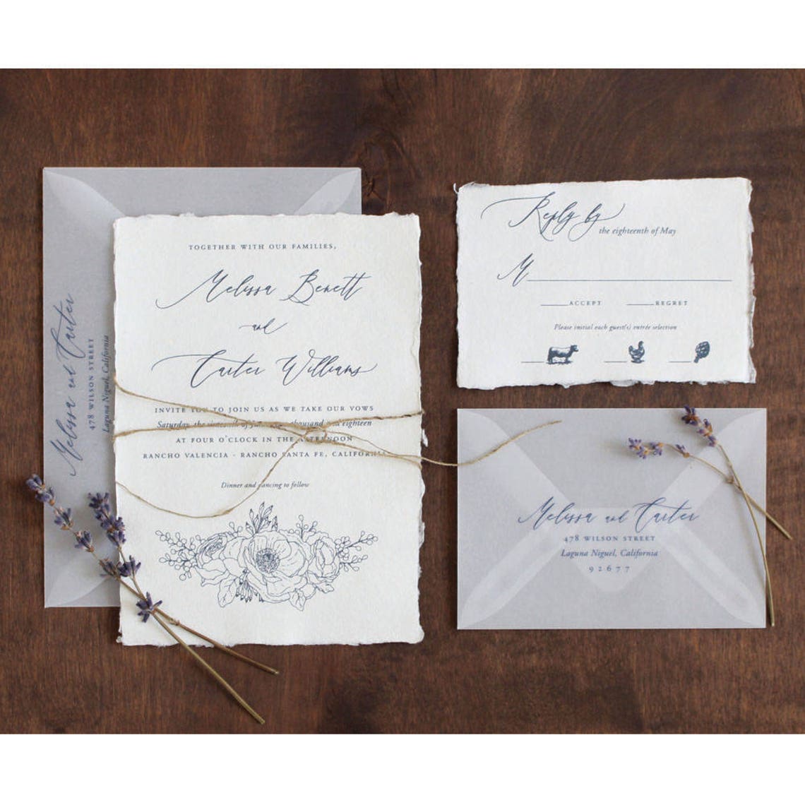 Handmade Paper Wedding Invitation Deckled Edge Paper Torn | Etsy