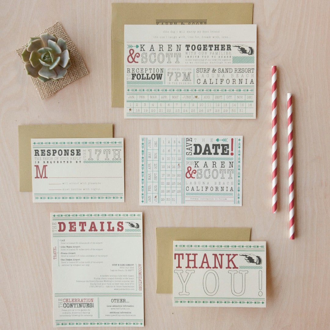 Punch Card Wedding Invitation, Offbeat Invitation, Fun, Quirky Wedding ...