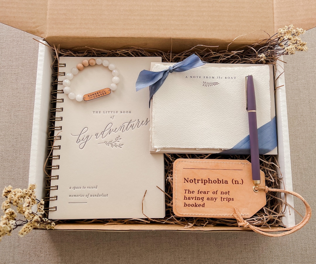 Travel Gift Box, Travel Journal, Luggage Tag, Gift for Him, Wanderlust ...