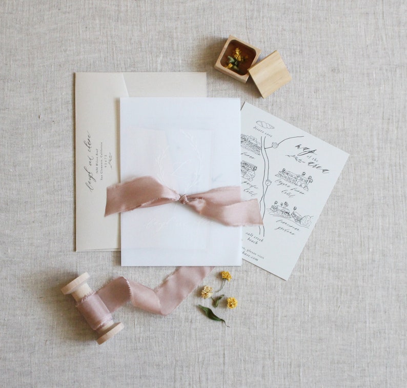 Minimal Invitation Ethereal Wedding Invitation Neutral Color | Etsy