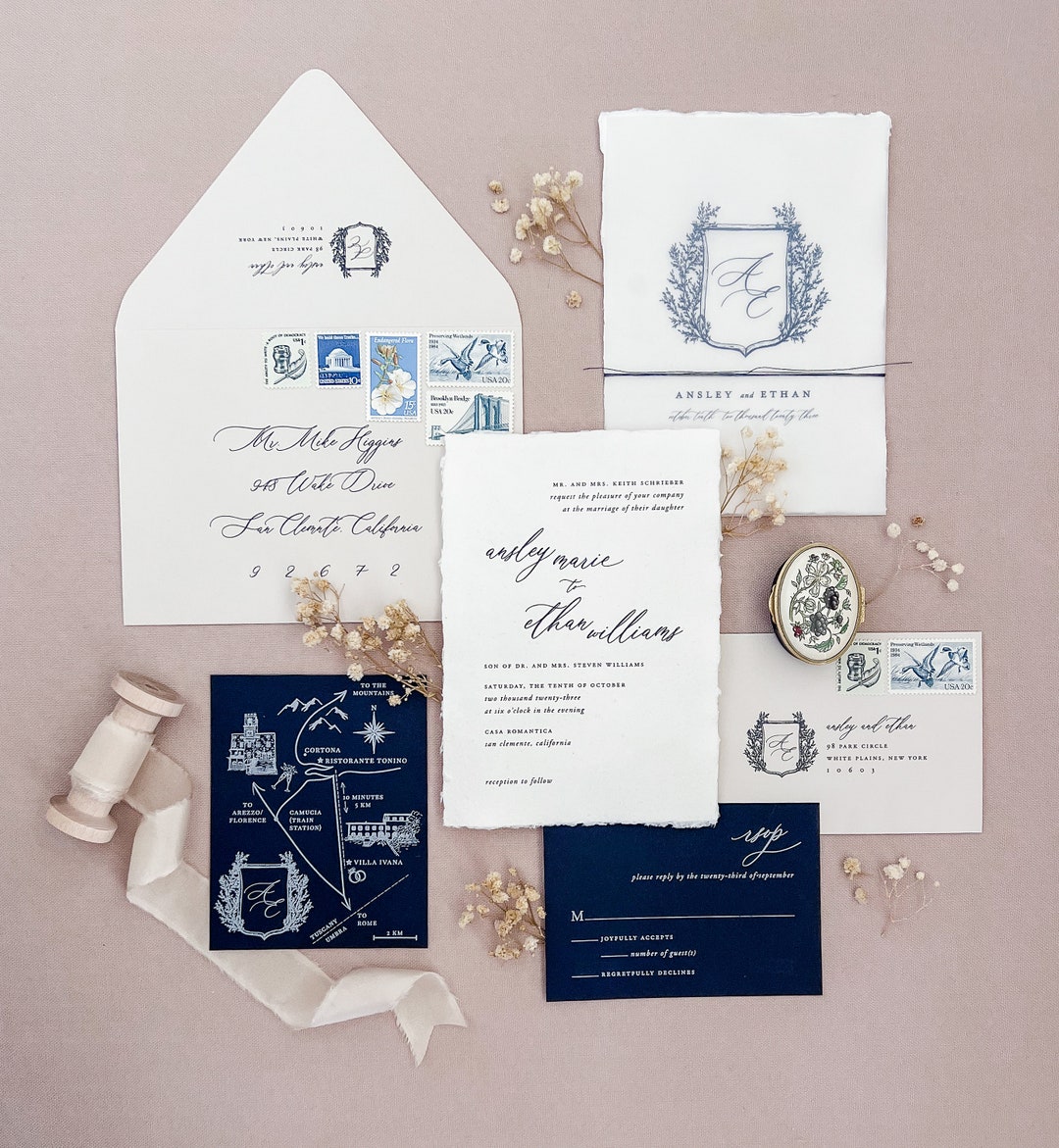 Crest Wedding Invitation, Old World Wedding, Vellum Invitation ...