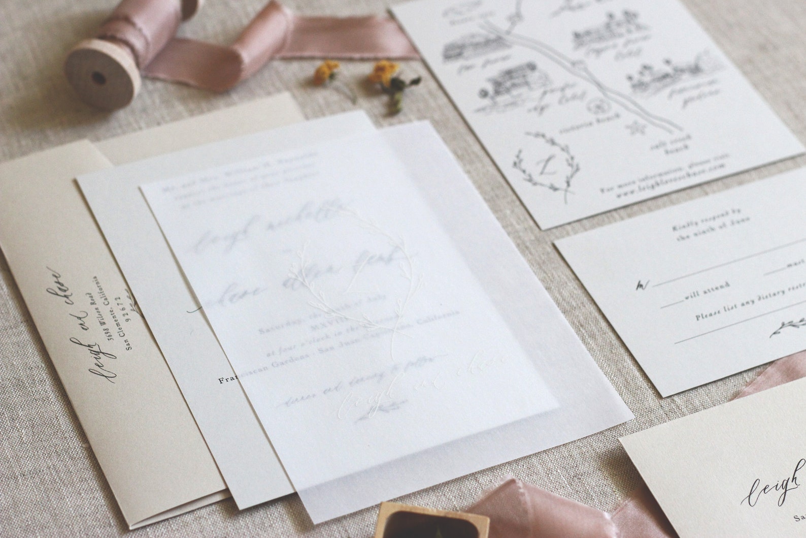 Minimal Invitation Ethereal Wedding Invitation Neutral Color | Etsy