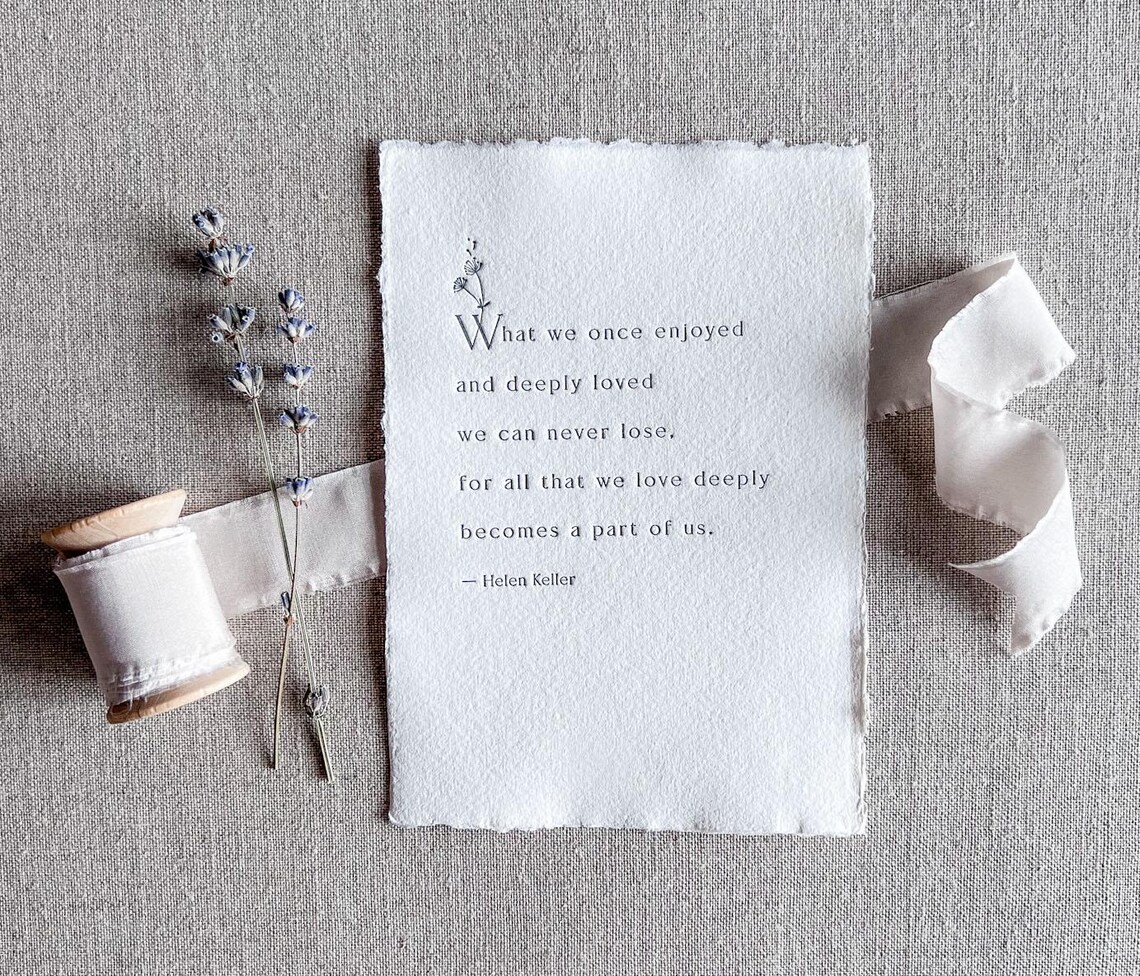 Grief Quote Print on Handmade Paper, Loss Quote Print, Letterpress ...