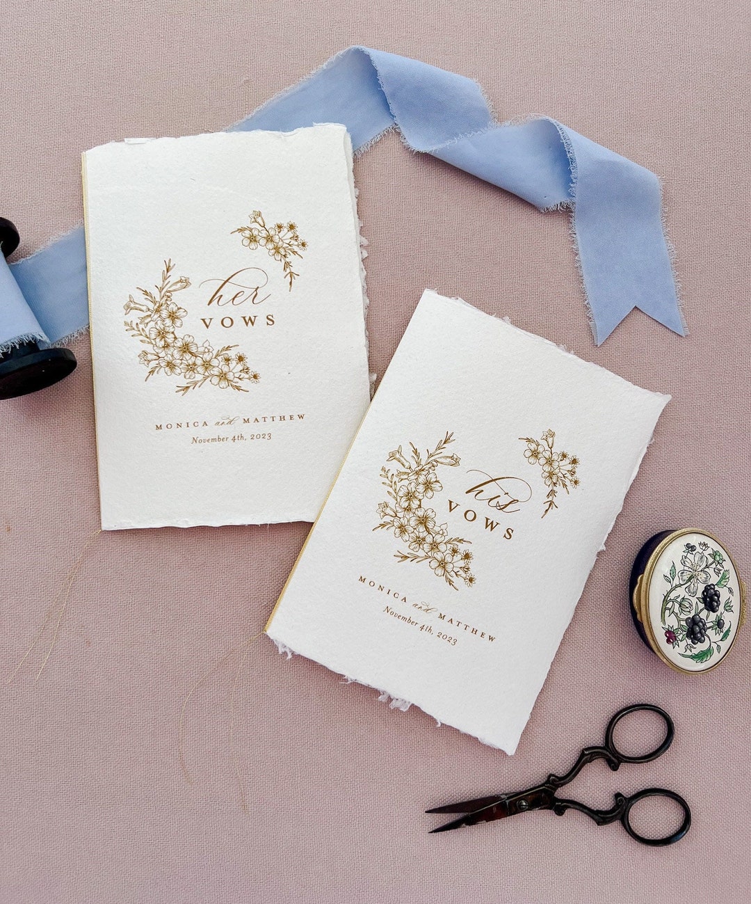 Custom Vow Books, Handmade Paper Vow Book, Personalized His and Hers ...