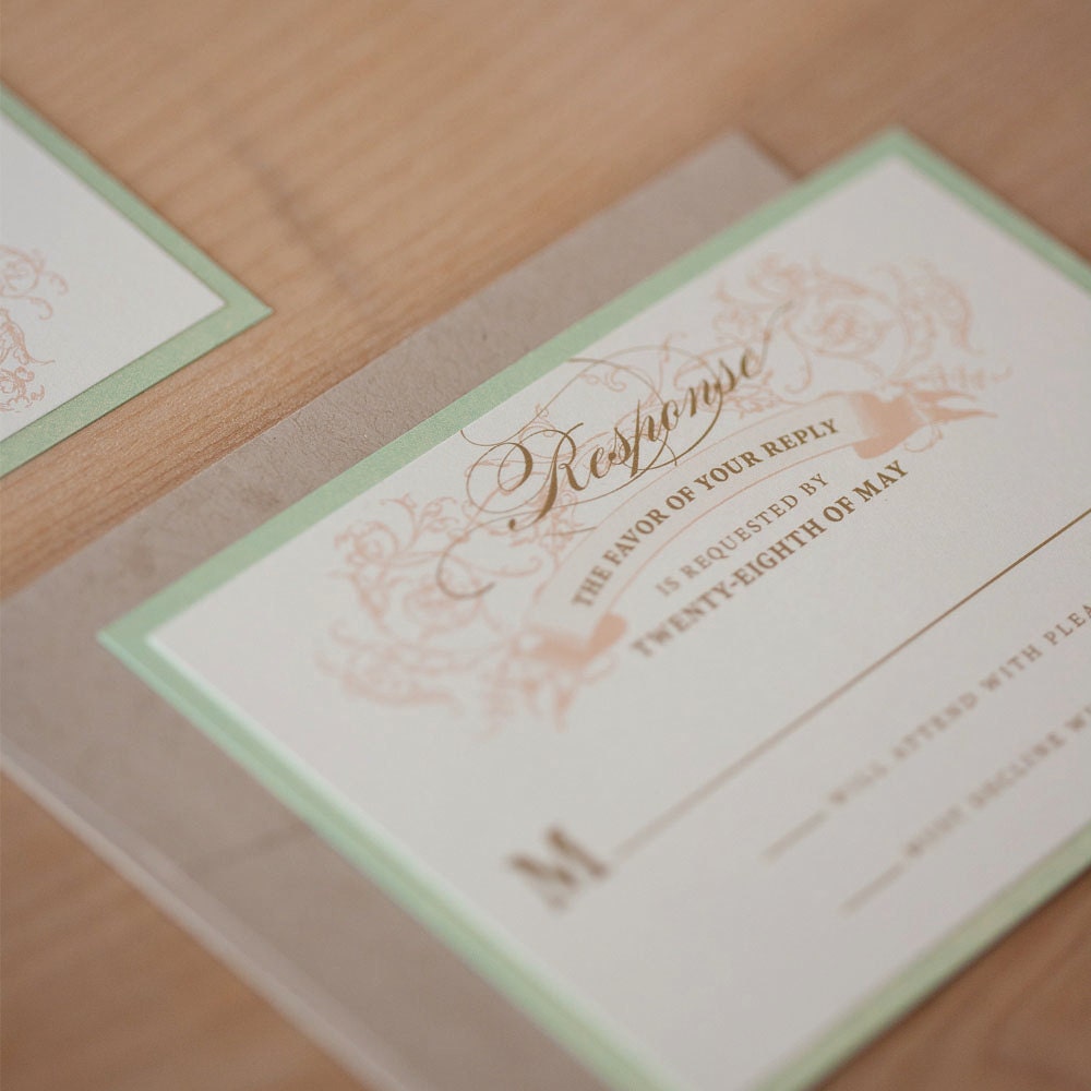 Wedding Invitation Rustic Mint and Blush Wedding Invitation - Etsy